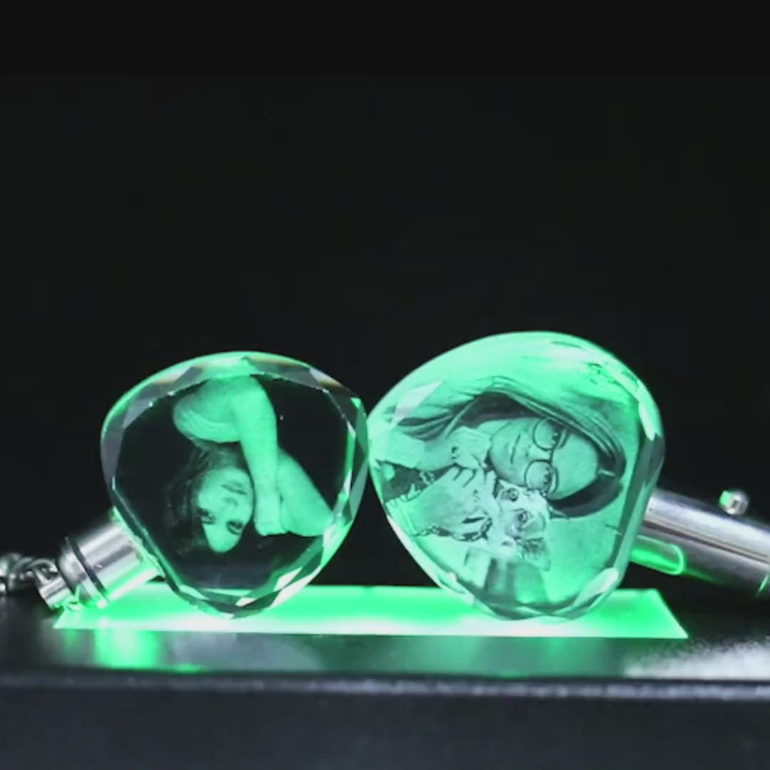 Personalized Crystal Heart Keychain With LED Light